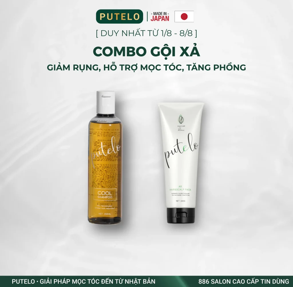 Combo Dầu Gội Lạnh & Dầu Xả PUTELO Nhật Bản Hỗ Trợ Mọc Tóc Và Giúp Da đầu Tươi Trẻ